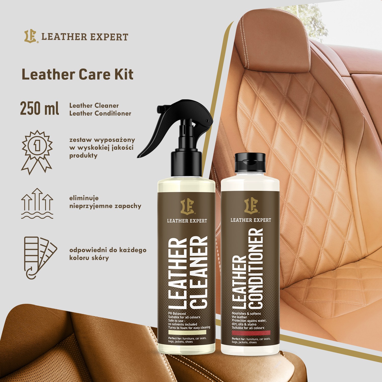 Set autokozmetiky na kožu Leather Expert - Leather Car Care Kit | Ahifi.sk